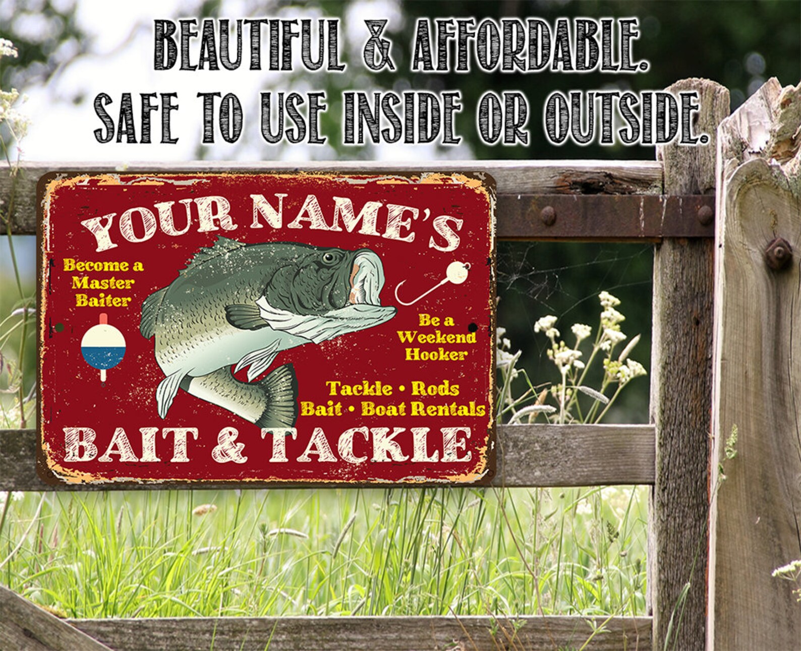 Personalized Bait and Tackle Metal Sign fishing Supply tin | Etsy