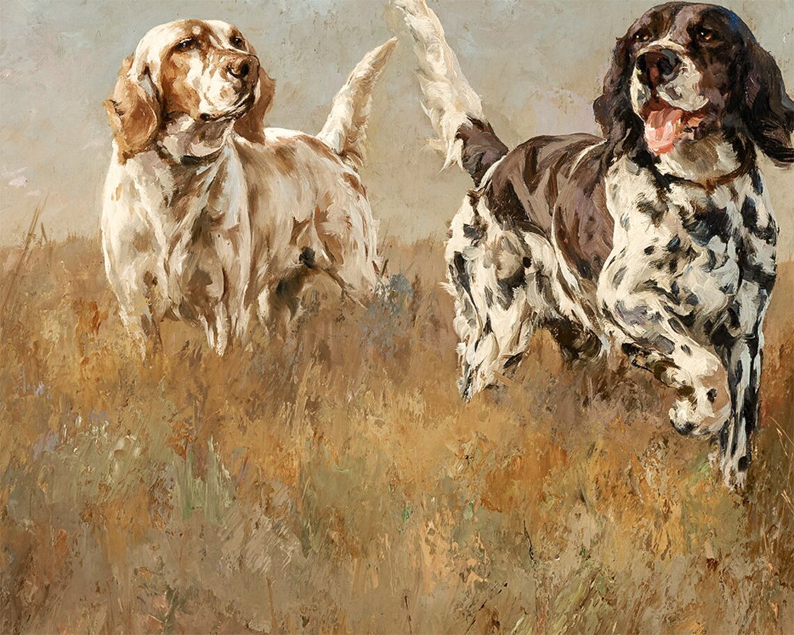 The Hunting Dogs Landscape Painting Download Vintage Book - Etsy