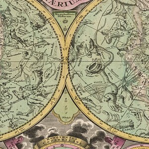 Vintage Constellations Zodiac Map Illustration Download Aged Style ...