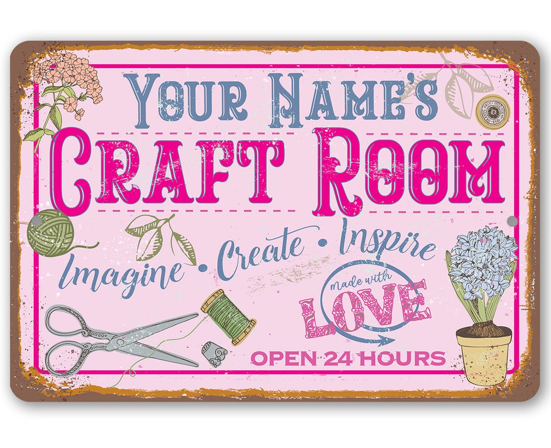 Tin Personalized Craft Room Imagine Create Inspire Metal Sign 8x12 ...