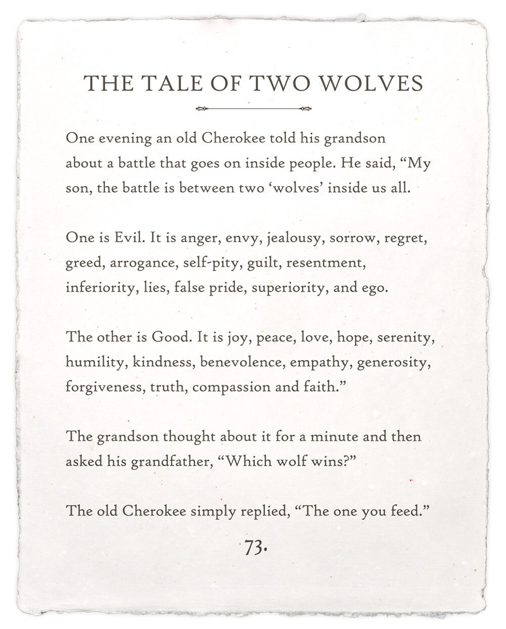 The Tale of Two Wolves on Handmade Paper 12.5x15 - Etsy