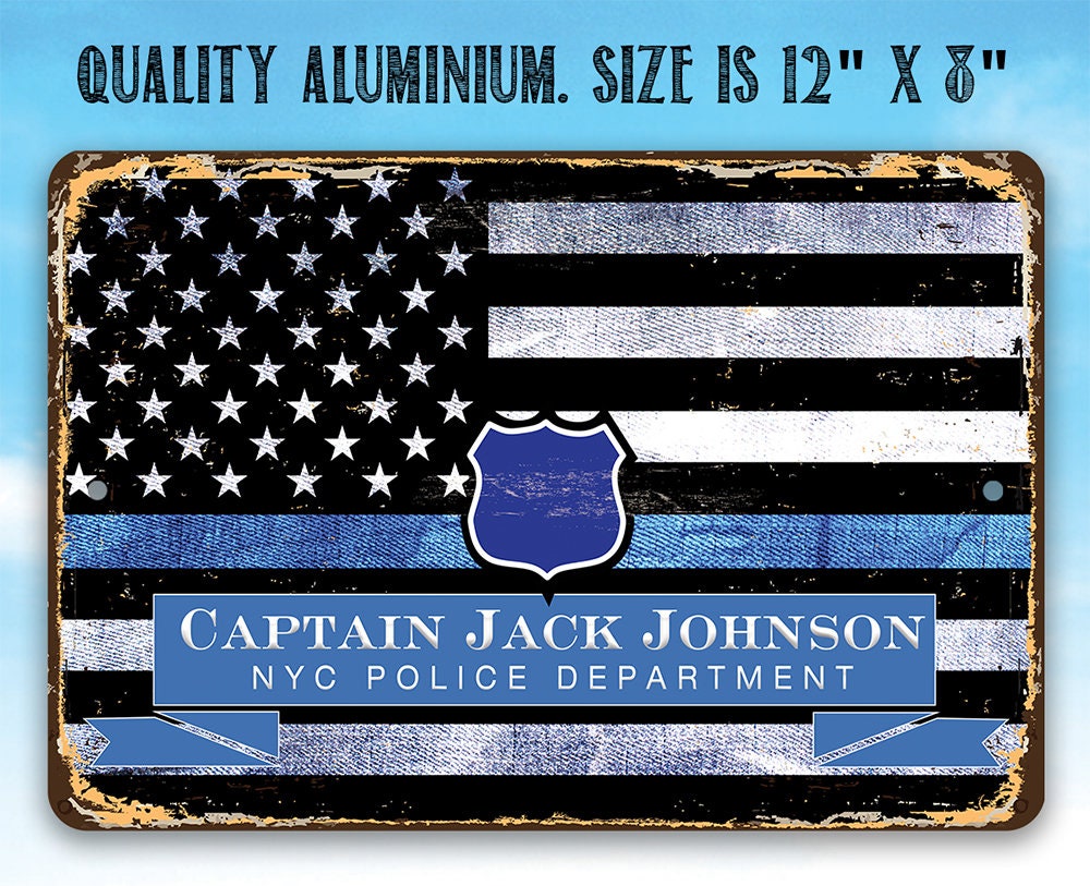 Personalized Metal Sign-blue Line Police | Etsy