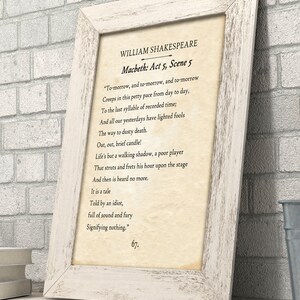 William Shakespeare Macbeth Tomorrow and Tomorrow 11x14 Unframed Book ...