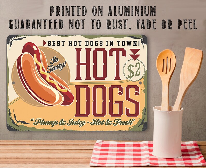 Tin Metal Sign Hot Dogs Sign 8x12 or - Etsy