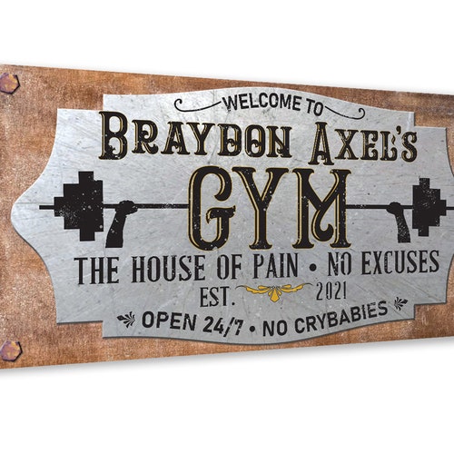 Personalized Gym Large Sign Stretched on Wood Frame | Etsy