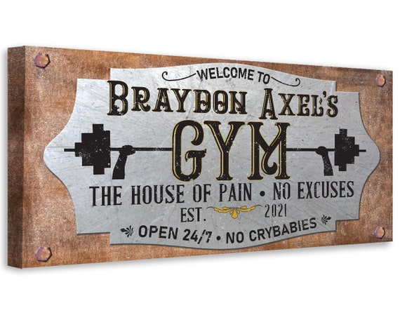 Personalized Gym Large Sign Stretched on Wood Frame | Etsy