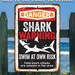 Tin Metal Sign Shark Warning Swim at Own Risk - Etsy
