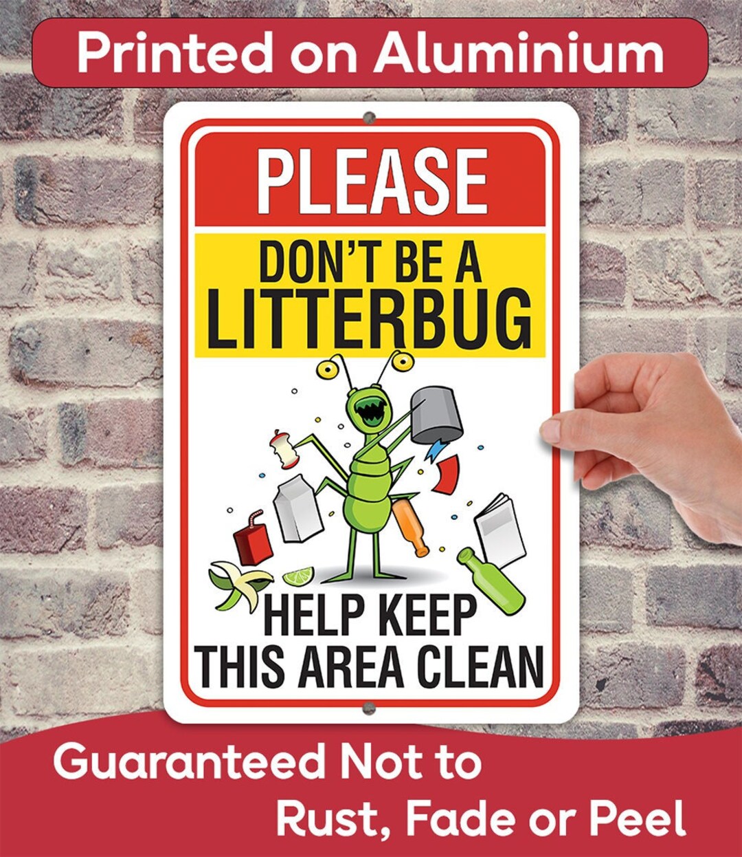Tin-please Don't Be a Litterbug, Help Keep This Area Clean 8x12/12x18 ...