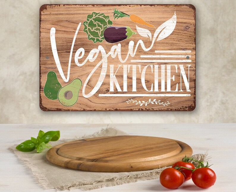 Tin Vegan Kitchen Metal Sign 8 X 12 or | Etsy