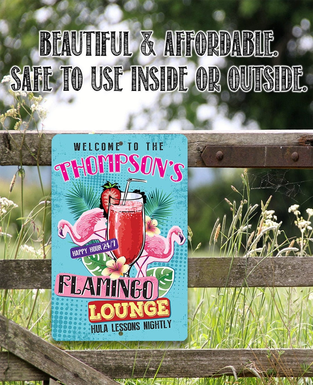 Tin Personalized Flamingo Lounge Metal Sign 8x12/12x18 Indoor/outdoor ...