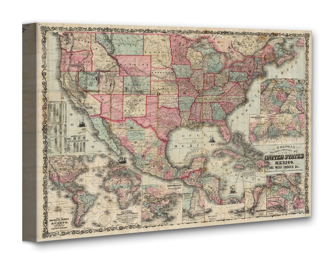 1867 Nebraska Map Choose Unframed Poster or Canvas Decor in This Highly ...