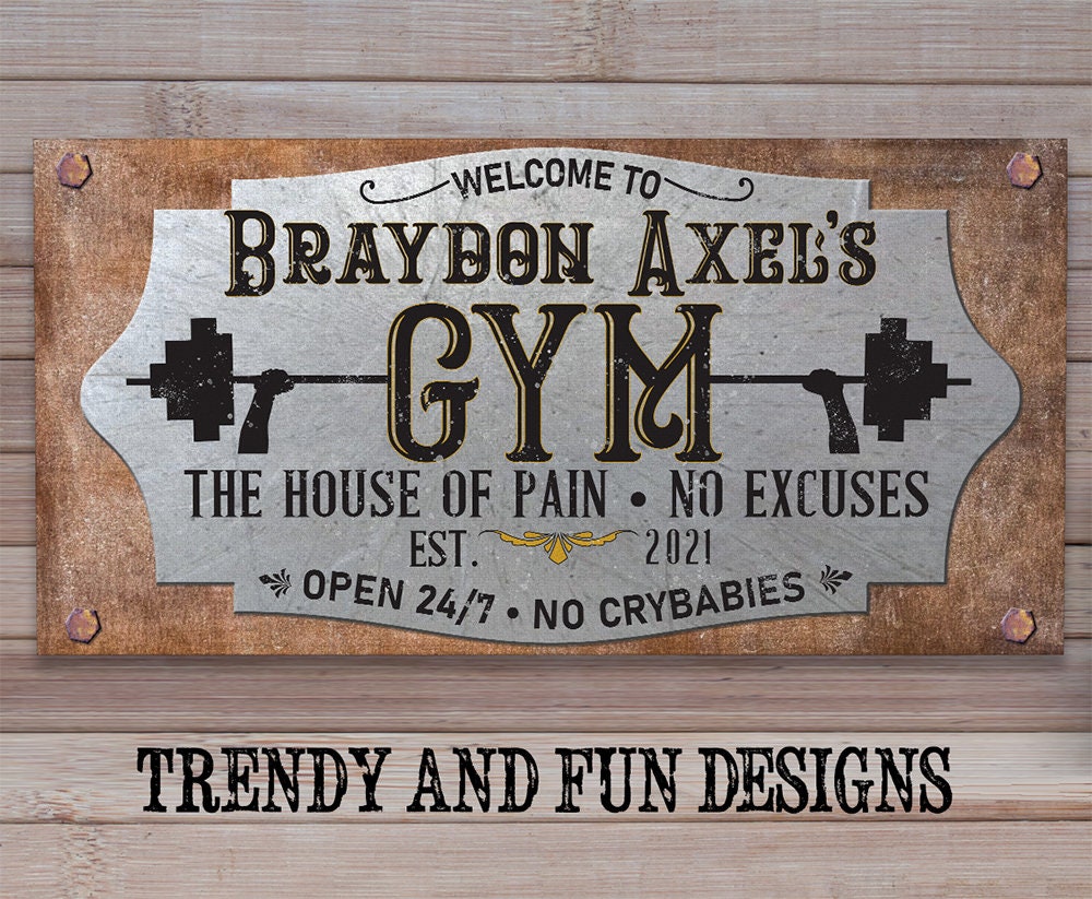 Personalized Gym Large Sign Stretched on Wood Frame | Etsy