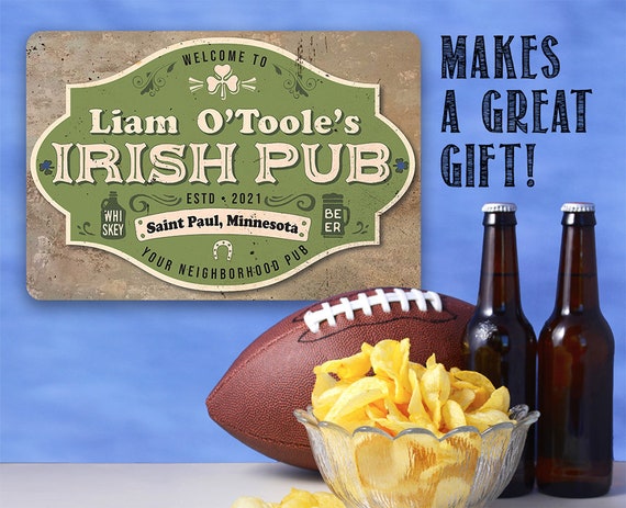 Personalized Irish Pub Metal Sign 8 X 12 or | Etsy