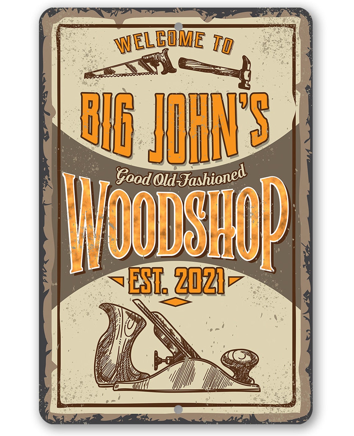 Personalized Wood Shop Metal Sign Durable Metal Sign - Etsy