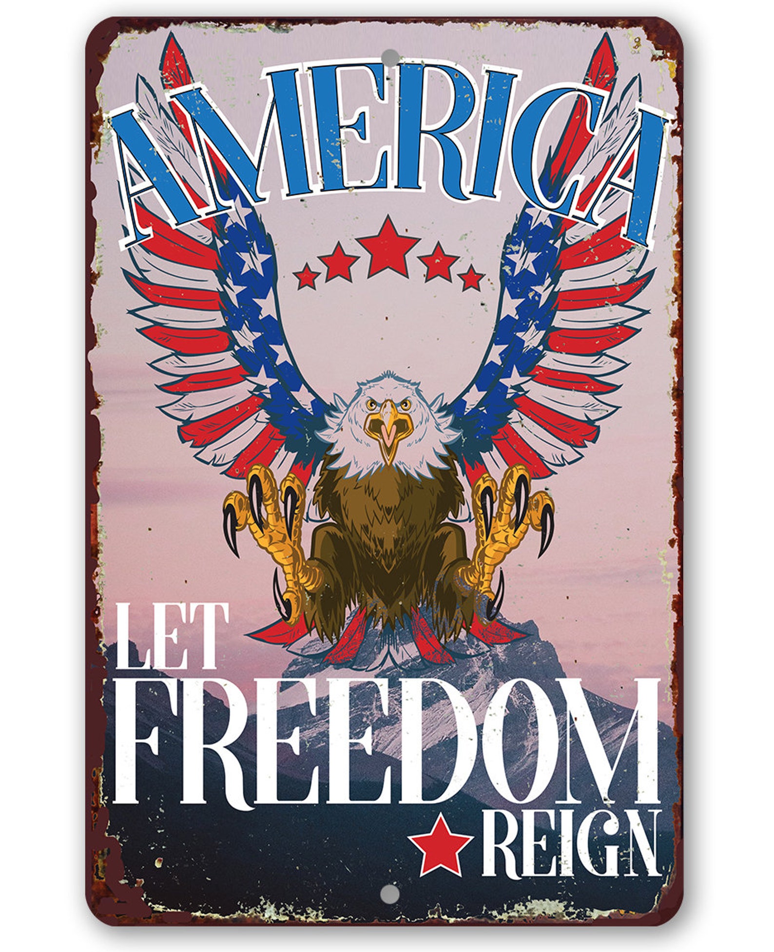 Tin Metal Sign America 8 X 12 or 12 X | Etsy