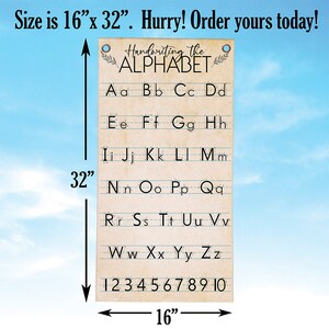 Canvas Wall Scroll Handwriting the Alphabet 16 X 32 Wall Decor Makes a ...