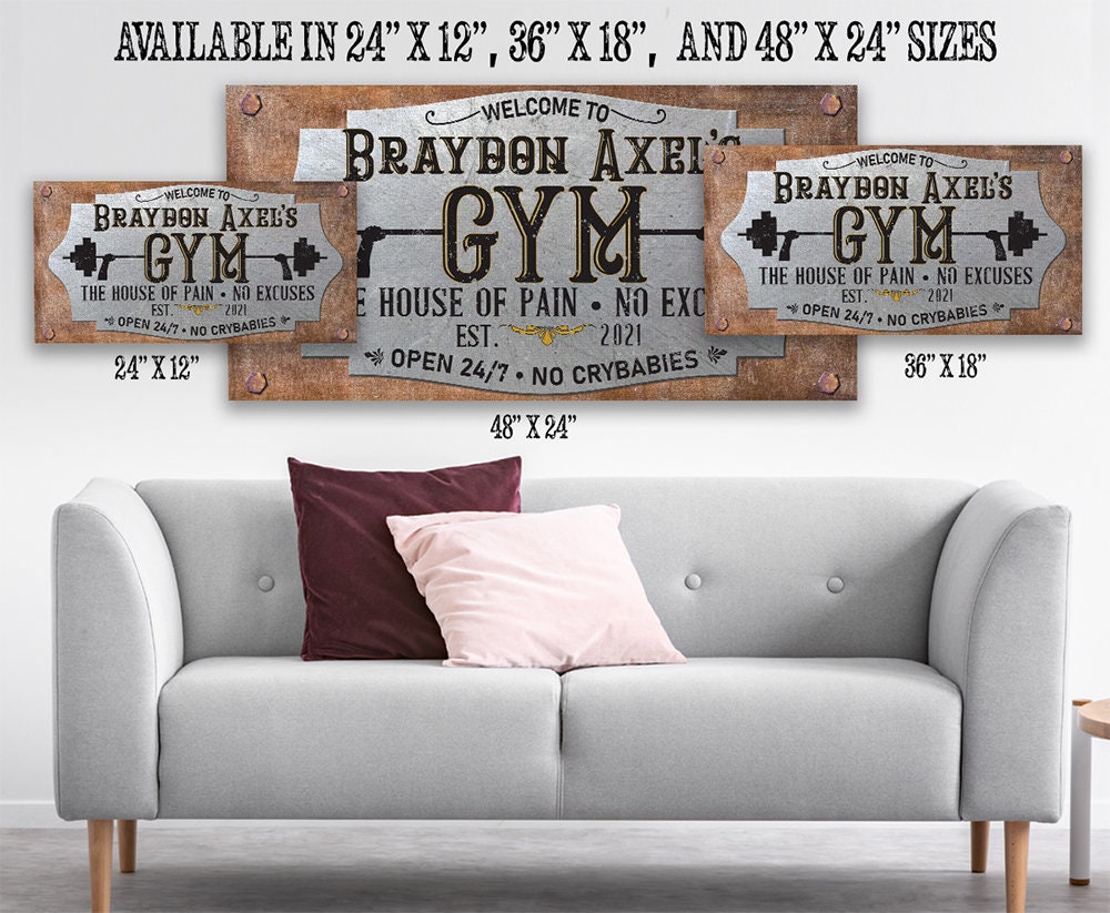 Personalized Gym Large Sign Stretched on Wood Frame | Etsy