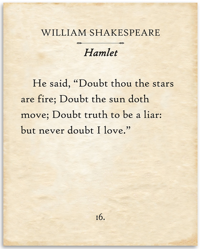 William Shakespeare Hamlet Doubt Thou the Stars 11x14 - Etsy