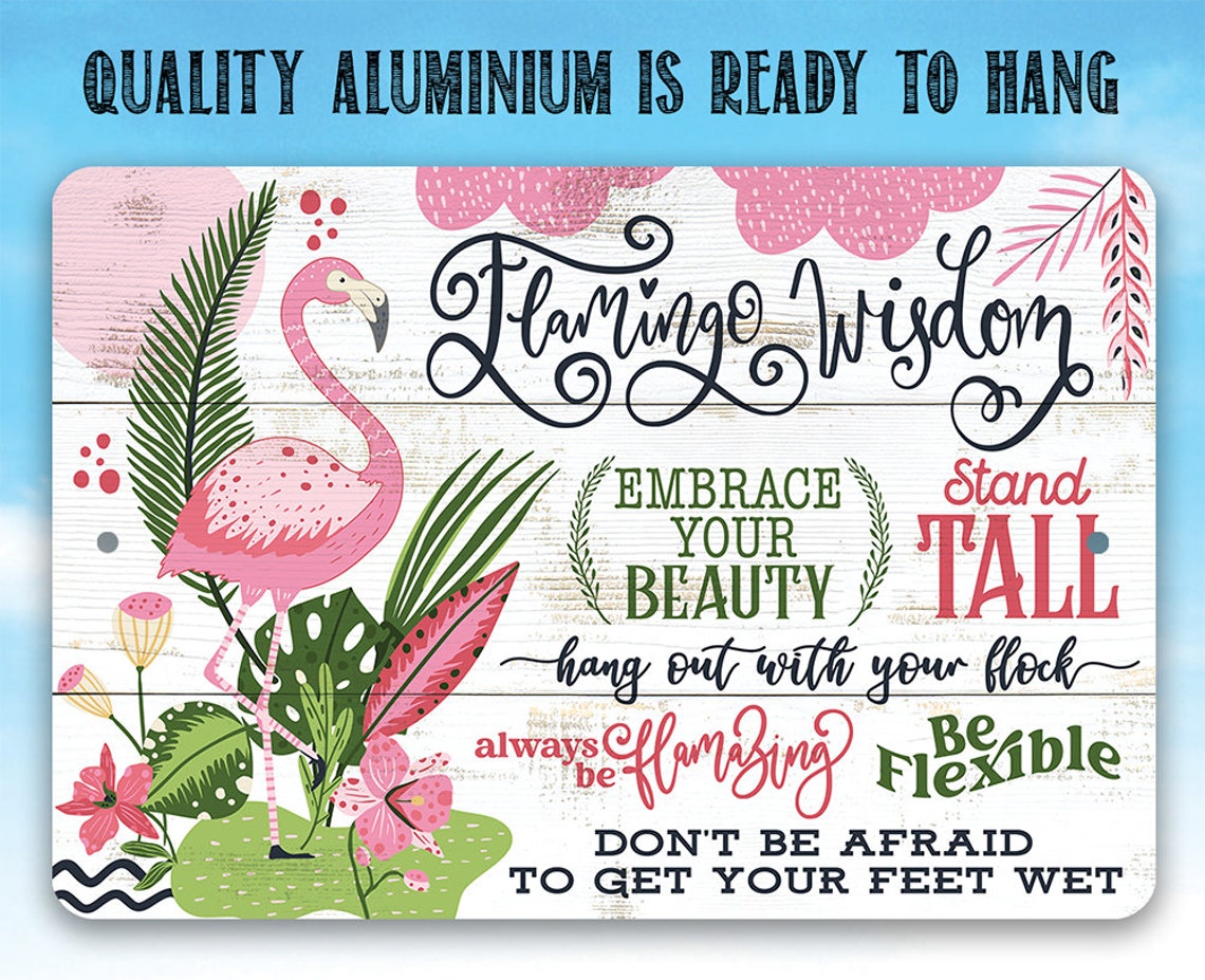 Tin Metal Sign Flamingo Wisdom 8x12 / | Etsy