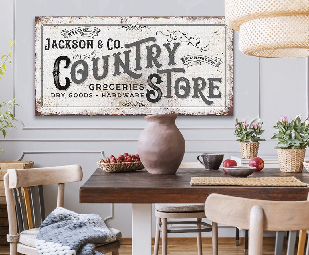 Personalized Large Canvas Country Store Stretched on Wood Great ...