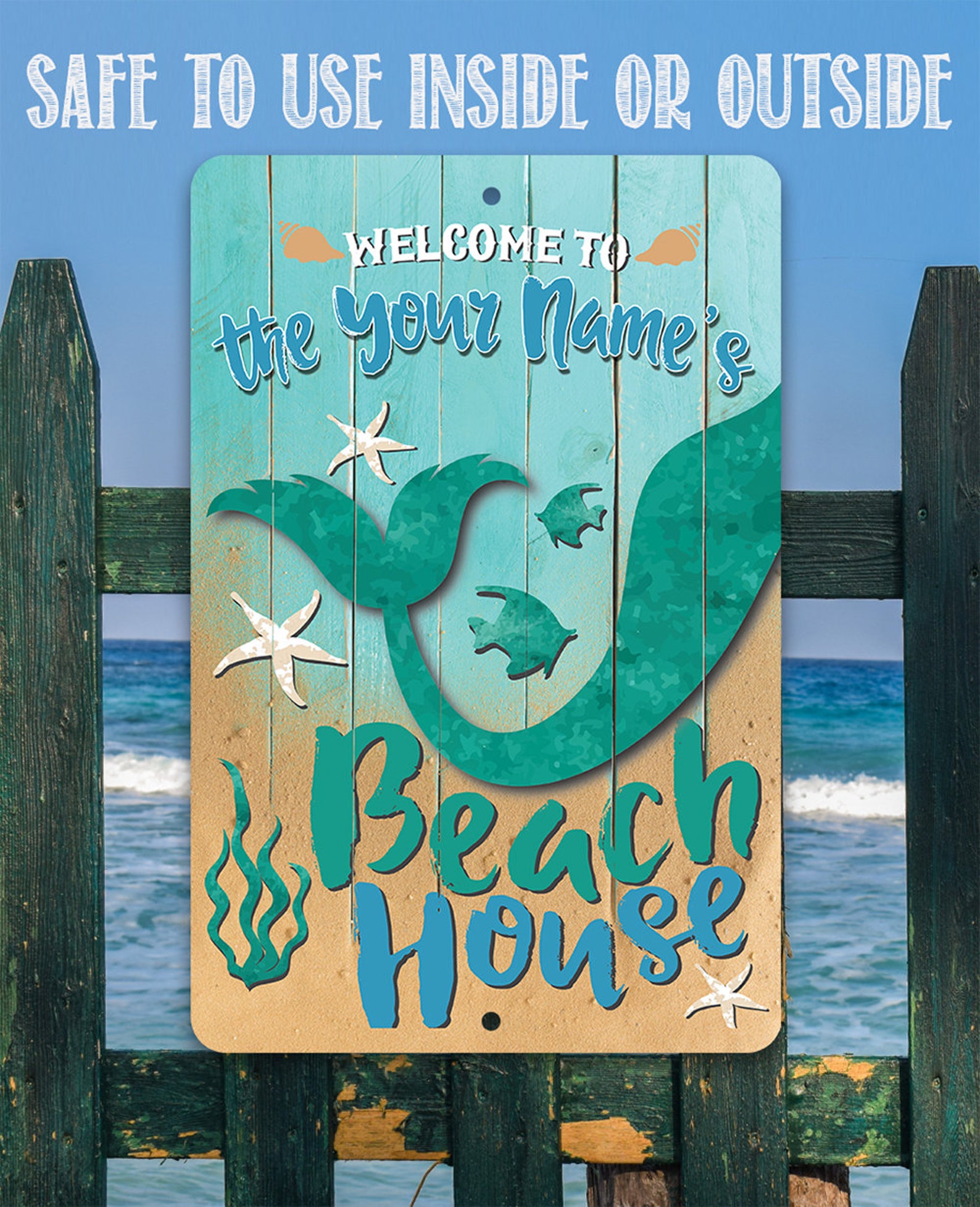 Tin Personalized Beach House-Metal Sign | Etsy