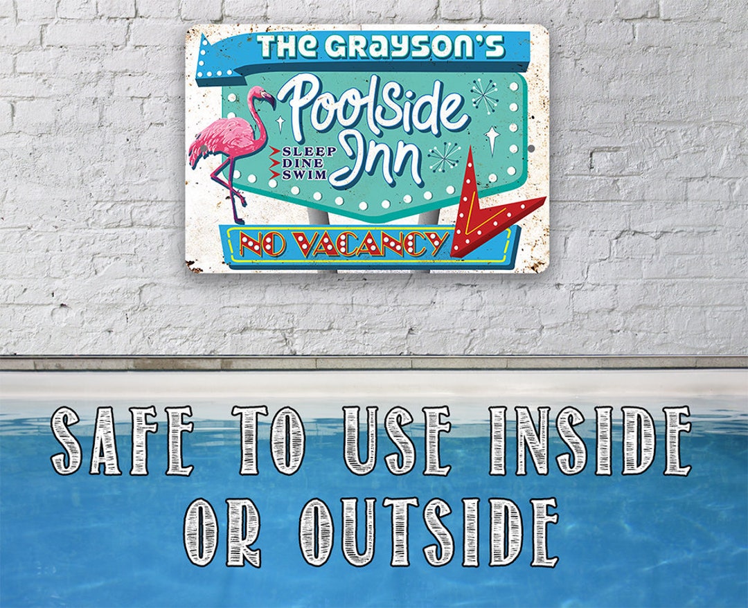 Personalized Metal Sign poolside Inn Decor tin 8x12/12x 18 Use Indoor ...