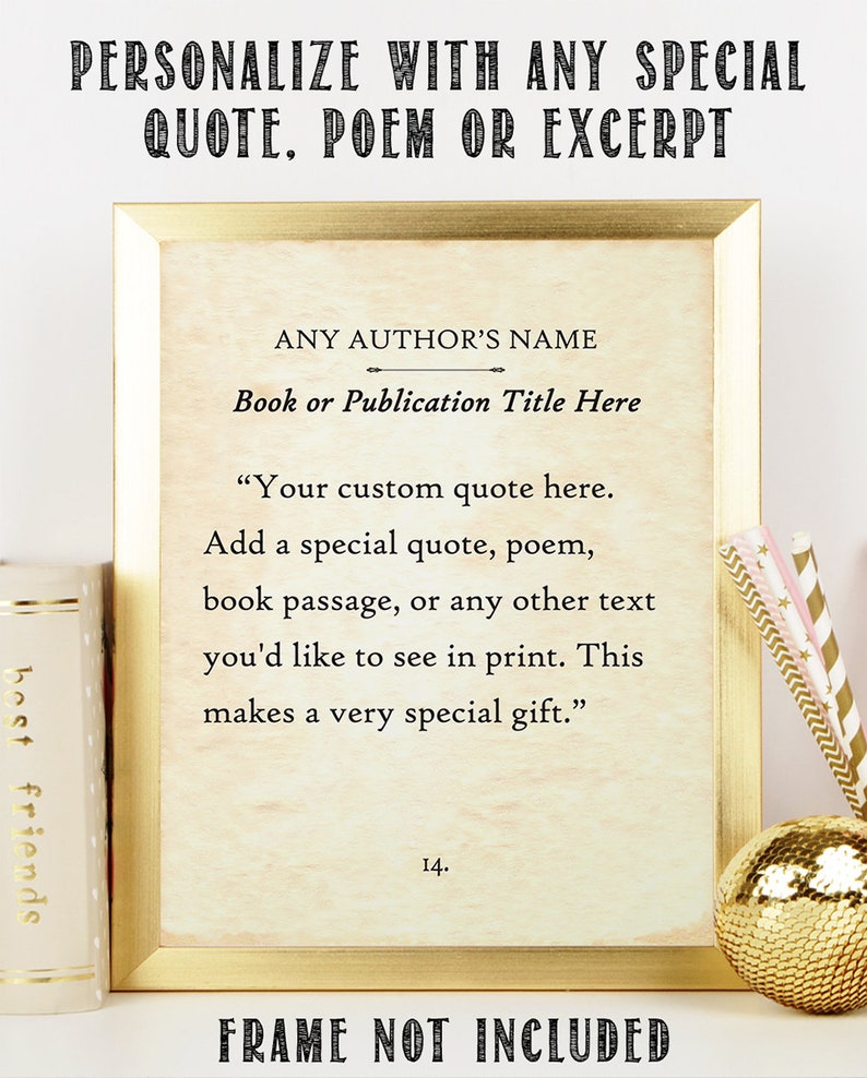 Personalized Customized Any Quote Here 11x14 Unframed Book | Etsy