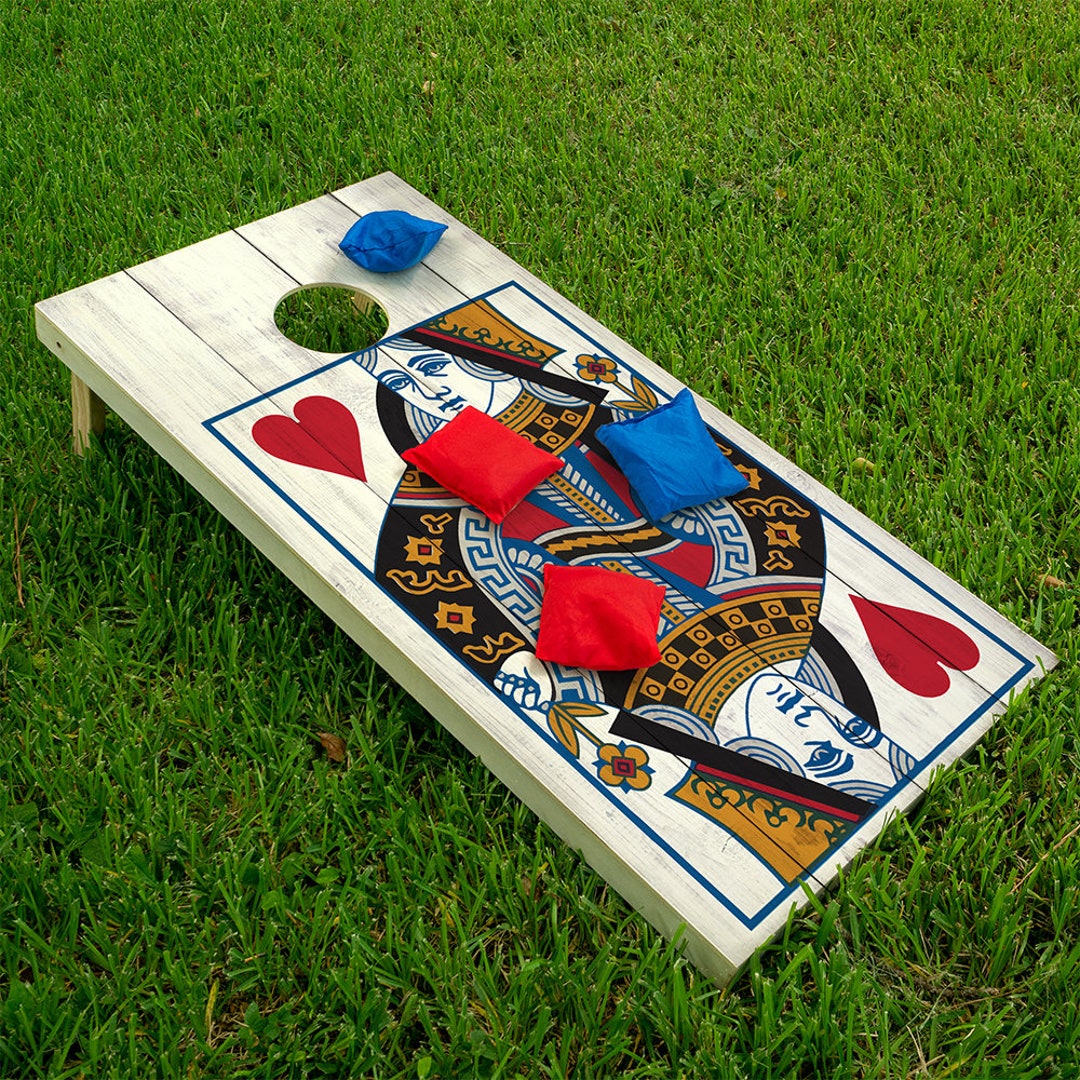Set of 2 Corn Hole Decal Queen of Hearts Art Cornhole Wrap ...