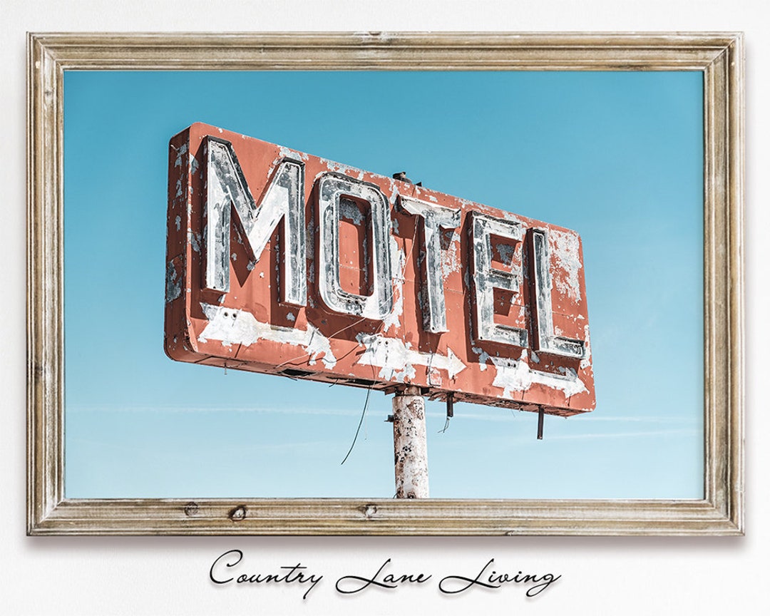 Vintage Motel Sign Image Download Rustic Industrial Style Wall Art ...