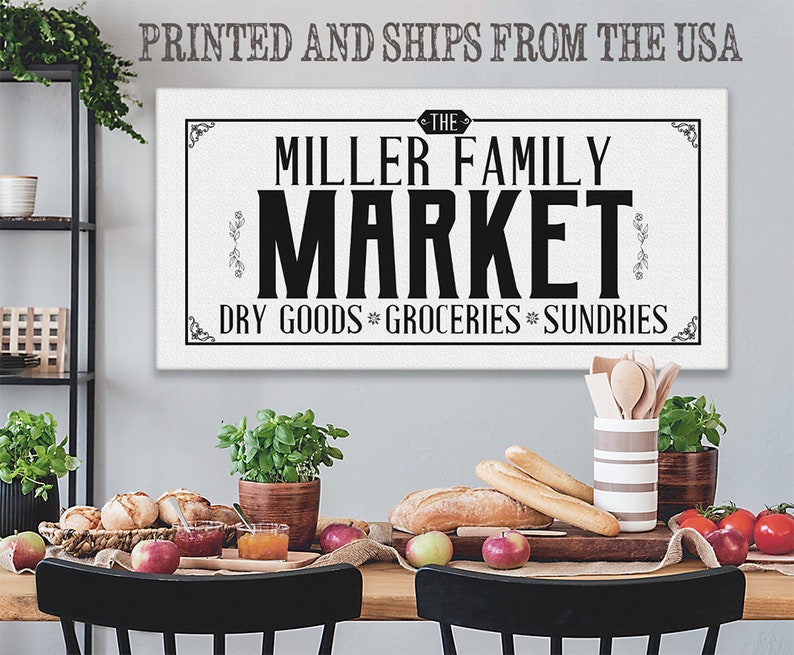 Personalized Family Name Market Large Black and White - Etsy