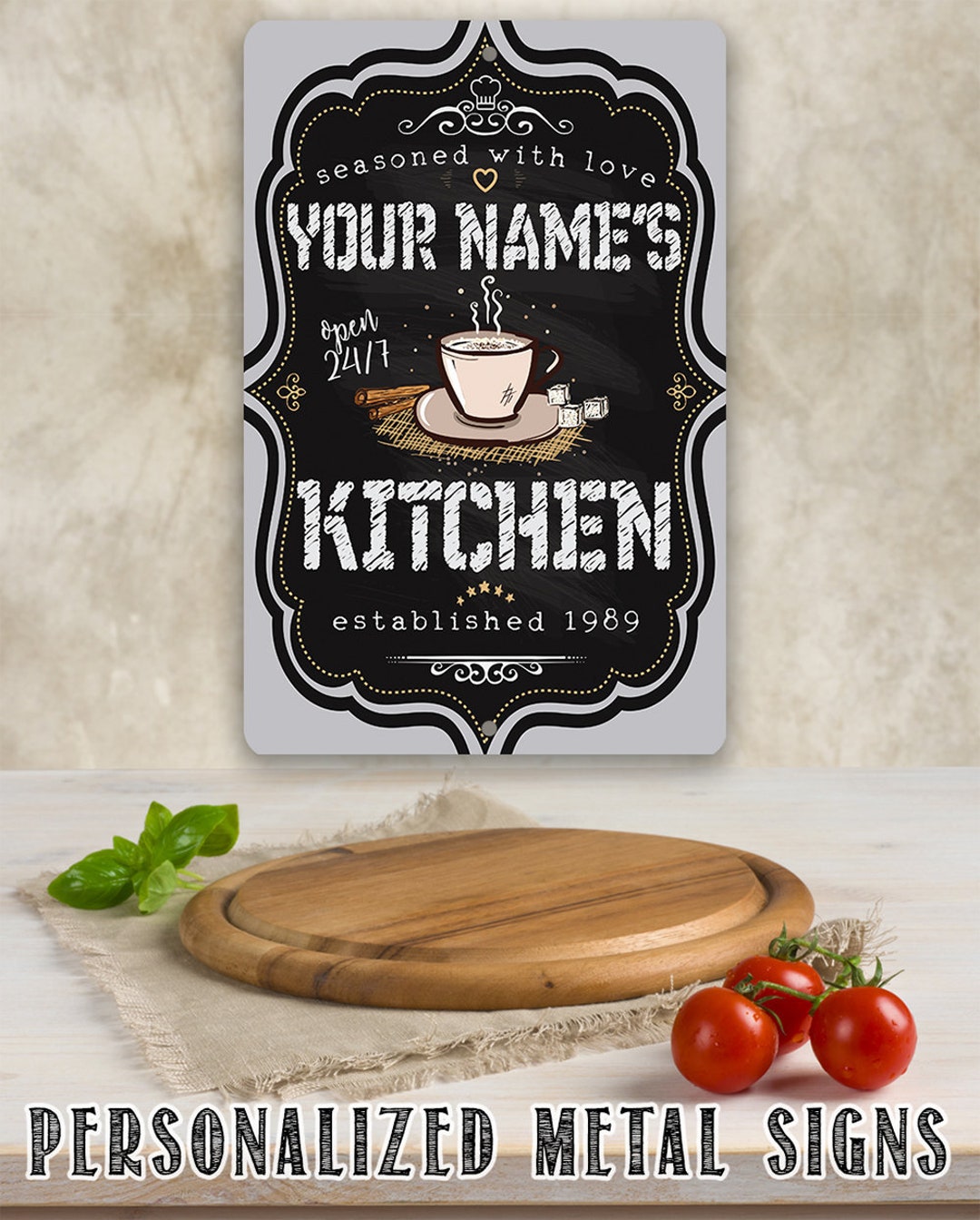 Tin Personalized Kitchen Sign Metal Sign 8x12 or 12x18 Use Indoor ...