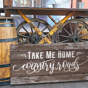 Country Roads Large Canvas Wallnot Printed on Woodstretched on a Heavy ...