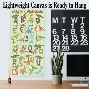 Dinosaur Alphabet Canvas Wall Scroll Art Large Minimalist Hanging 16 X ...