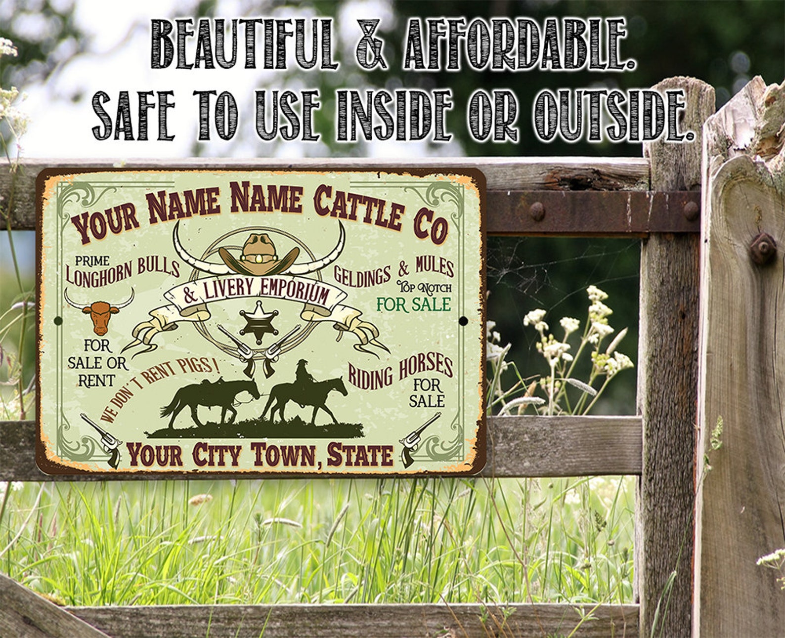 Personalized Metal Sign-cattle Company tin 8x12 - Etsy