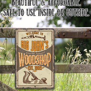Personalized Wood Shop Metal Sign Durable Metal Sign 8 X 12 or 12 X 18 ...
