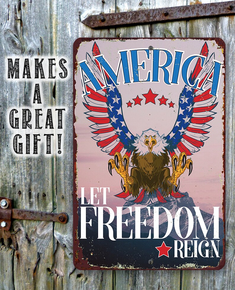 Tin Metal Sign America 8 X 12 or 12 X | Etsy