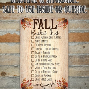 Tin Fall Bucket List Durable Metal Sign 8x12 - Etsy