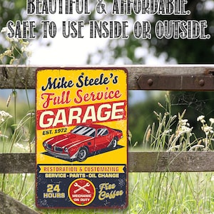 Tin Personalized Car Repair Garage Metal Sign 8 X 12 or 12 X 18 Use ...