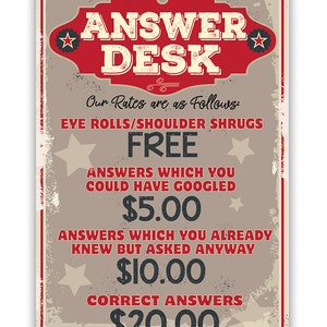 Personalized Tin Answer Desk Metal Sign 8 X 12 or 12 X 18 Use Indoor ...