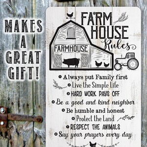 Farmhouse Rules 8 X 12 or 12 X 18 Aluminum Tin Awesome Metal Poster - Etsy