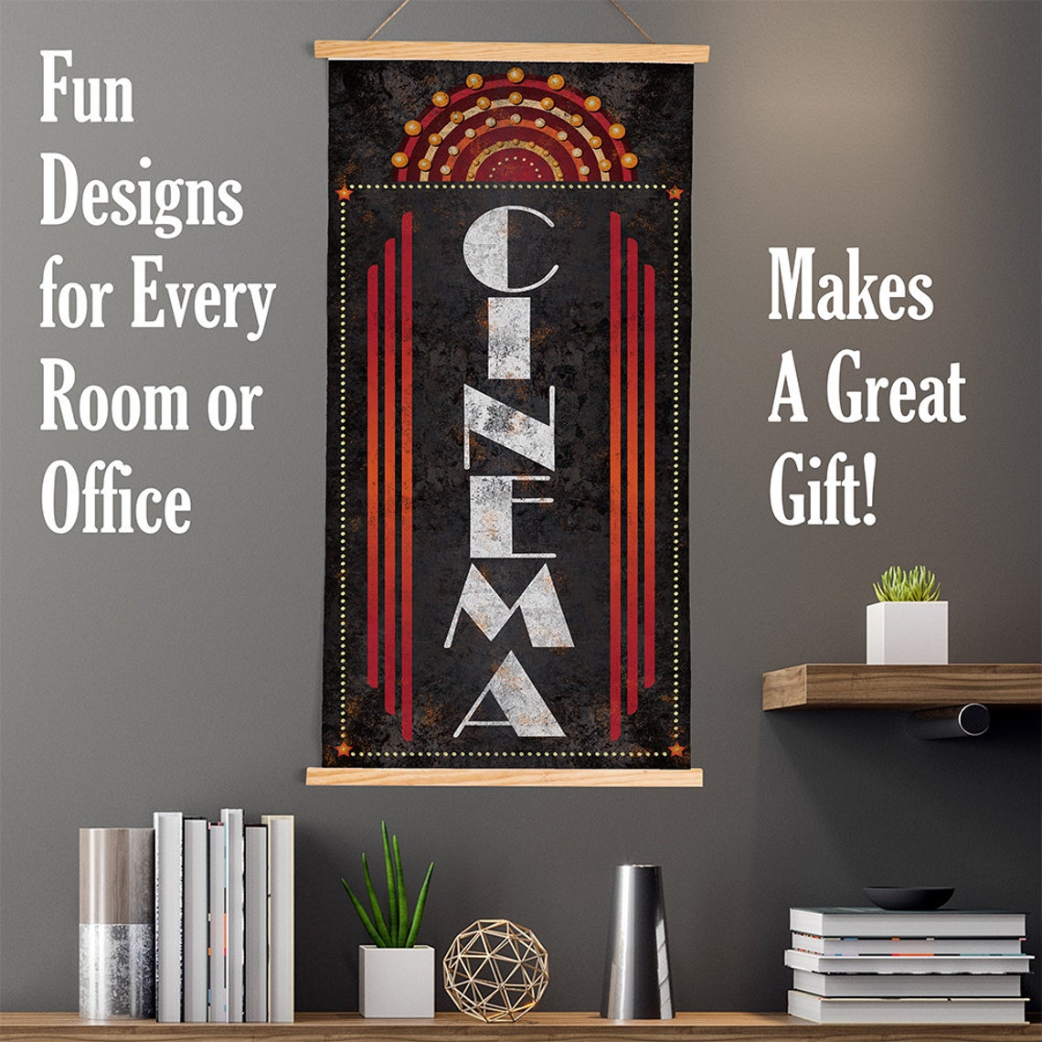 Cinema Canvas Wall Scroll Art Large Minimalist Hanging | Etsy