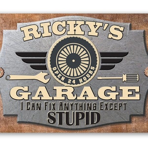 Personalized Garage Workshop Sign 8 X 12 or 12 X 18 Aluminum Tin ...