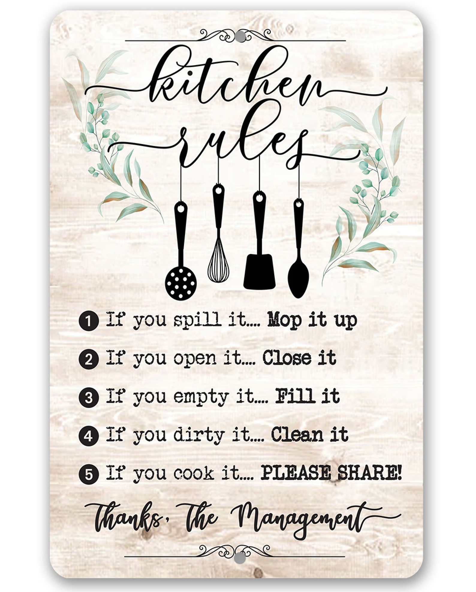 Kitchen Rules 8 X 12 or 12 X 18 - Etsy