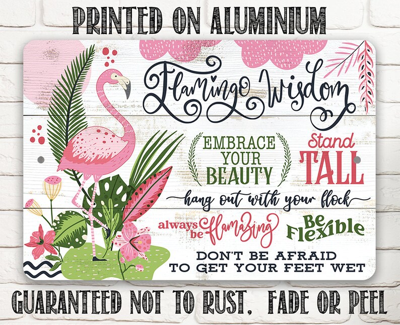 Tin Metal Sign Flamingo Wisdom 8x12 / | Etsy