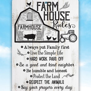 Farmhouse Rules 8 X 12 or 12 X 18 Aluminum Tin Awesome Metal Poster - Etsy