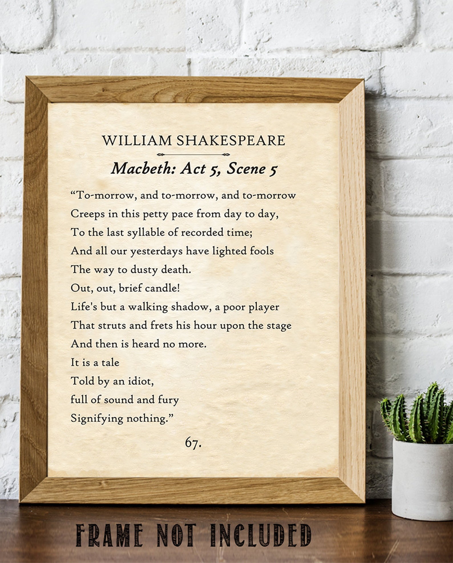 William Shakespeare Macbeth Tomorrow and Tomorrow 11x14 - Etsy