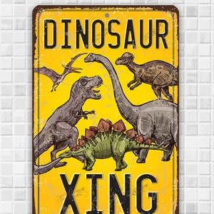 Dinosaur Crossing Metal Sign Choose 8x12 or - Etsy