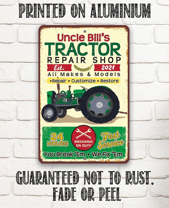 Tin Personalized Tractor Repair Sign 8 X 12 or | Etsy