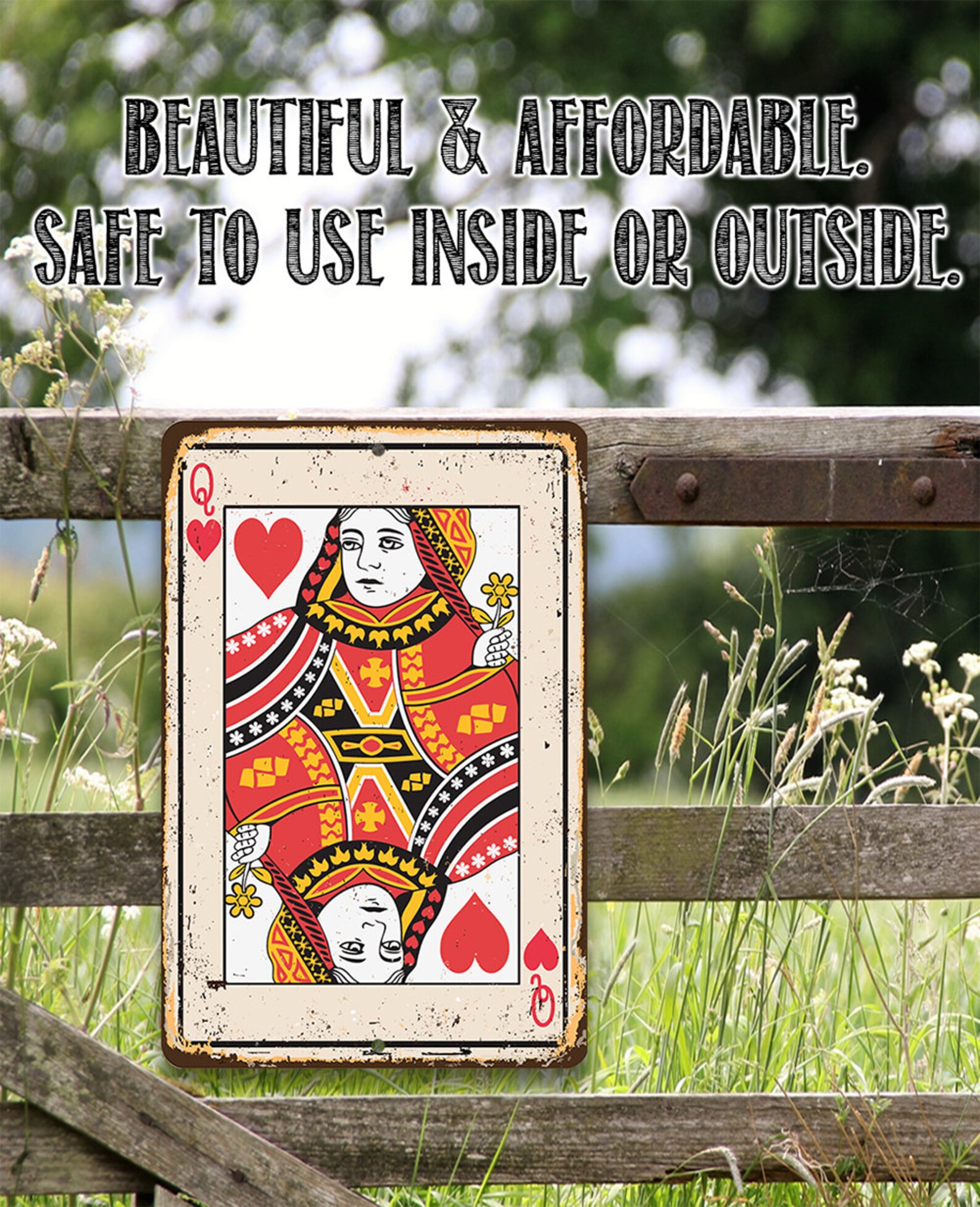 Tin Metal Sign Queen of Hearts Card 8 X 12 or 12 X 18 Use Indoor ...