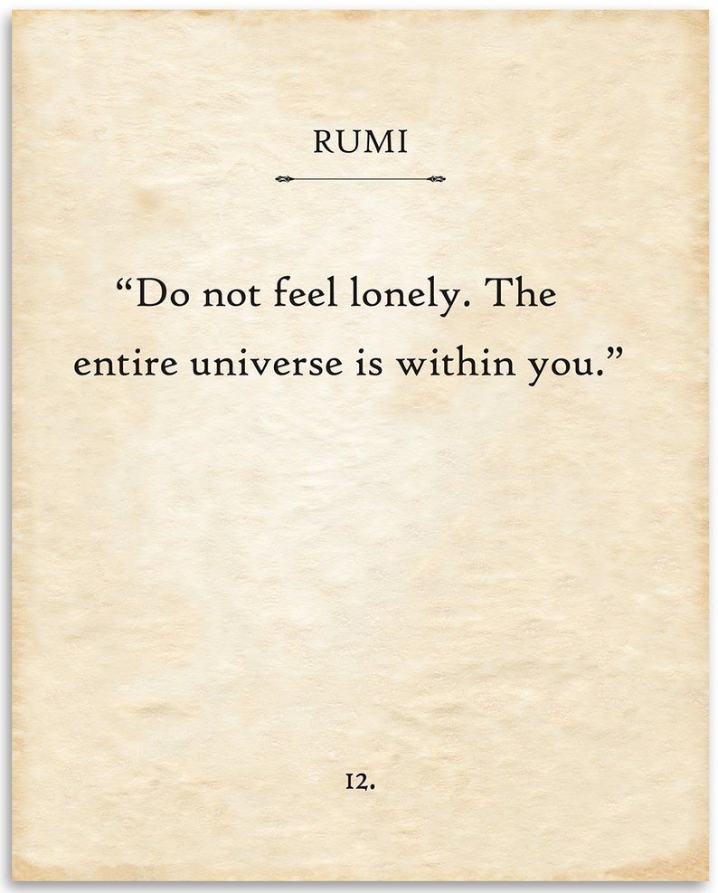 Rumi Do Not Feel Lonely 11x14 Unframed Typography Book - Etsy